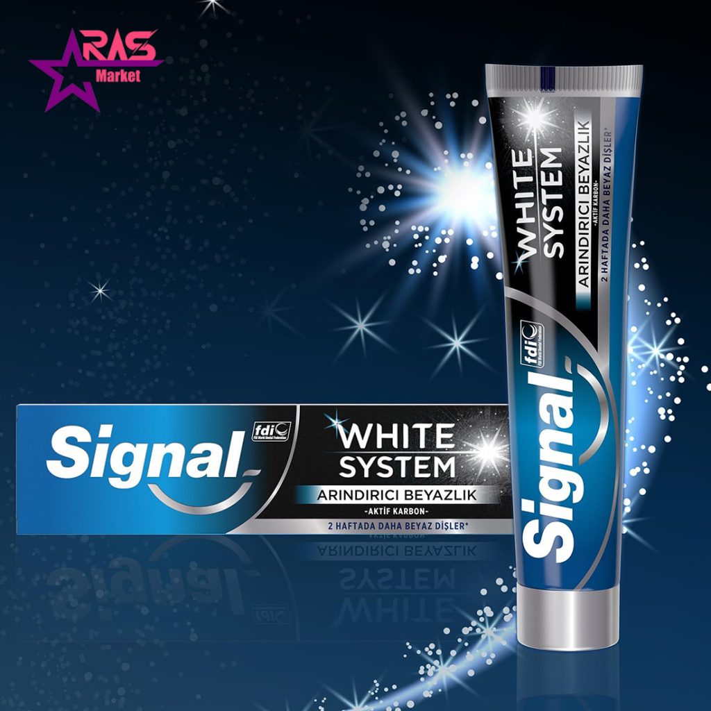 خمیر دندان زغالی سیگنال مدل White System سفید کننده و خوشبو کننده 75 ...